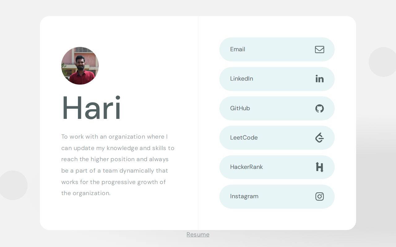 Hari's Portfolio Hari's Portfolio
